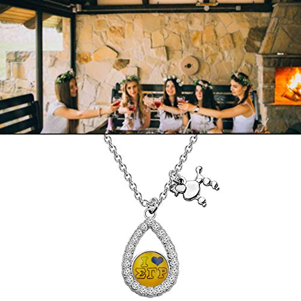 AKTAP SGRho Gift SGRho Sorority Paraphernalia Gift Greek Sorority Sister Jewelry For Women Girl (Yellow Sigma Gamma E)