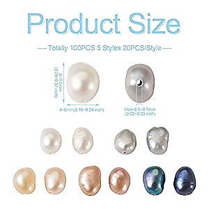 Beadthoven 100pcs Natural Freshwater Pearl Beads 6-8mm Mix Irregular Nuggets Pearl Beads Oval Rice Loose Pearls for DIY Bracelet Necklace Jewelry Making Beading Crafts Supplies Hole 0.5-0.7mm