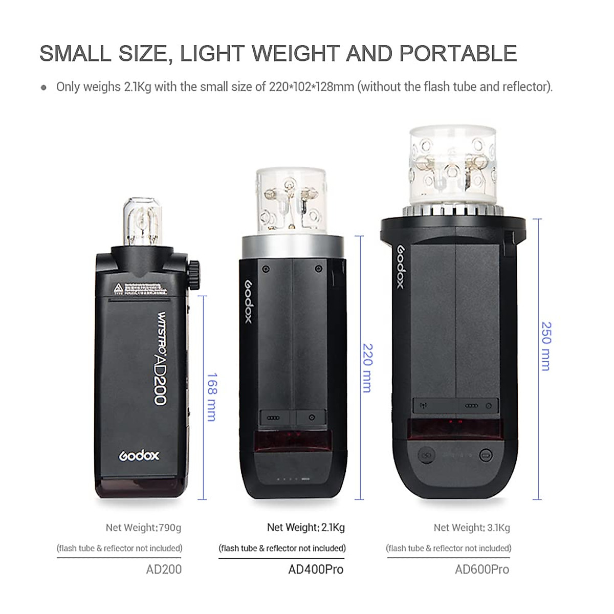 Godox AD400 Pro All-in-One Outdoor Flash, 400W 2.4G Wireless X System TTL Strobe Light, 1/8000 HSS Flash Monolight,390 Full Power Pops, 0.01-1s Recycle Time, 30w LED Modeling Lamp