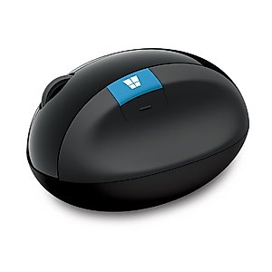 Microsoft Sculpt Ergonomic Mouse, Black - Wireless Mouse for Natural Wrist Comfort with 4-Way Scroll Wheel for PC/Laptop/Desktop, works with Mac/Windows 8/10/11 Computers