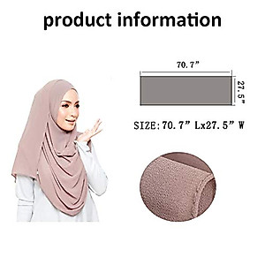 LMVERNA Chiffon Hijab Scarf Solid Color Luxurious Soft Hijab Long Scarf Wrap Scarves (Light khaki)
