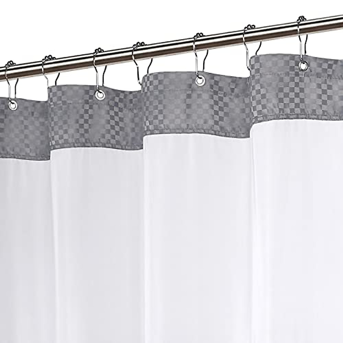GAOMON Shower Curtains for Bathroom Hookless Shower Curtain with Snap in Liner Grey/White Shower Curtain Grommet Waterproof Fabric See Through Top Washable Shower Curtain Liner 72''Wx78''L