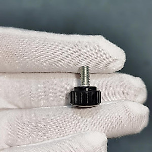 uxcell 12pcs Knurled Clamping Knobs M5 x 10mm Metric Zinc Plated Carbon Steel Male Thread Thumb Screw on Type 15mm Plastic Round Head Threaded Hand Bolt Stud Knobs Black