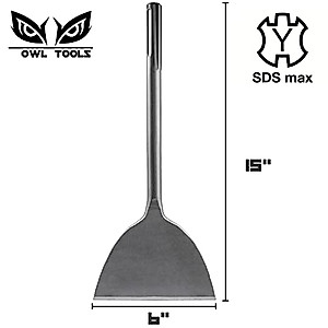 Owl Tools 6" Wide SDS Max Chisel Bit (Industrial Grade - 6" x 14") Tile Grout Thinset Removal Tool - Compatible with All SDS Max Rotary Hammers