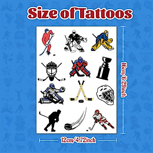 192pcs Ice Hockey Temporary Tattoos Ice Hockey Themed Birthday Party Favors Decorations Supplies for Kids Gifts Classroom School Prizes