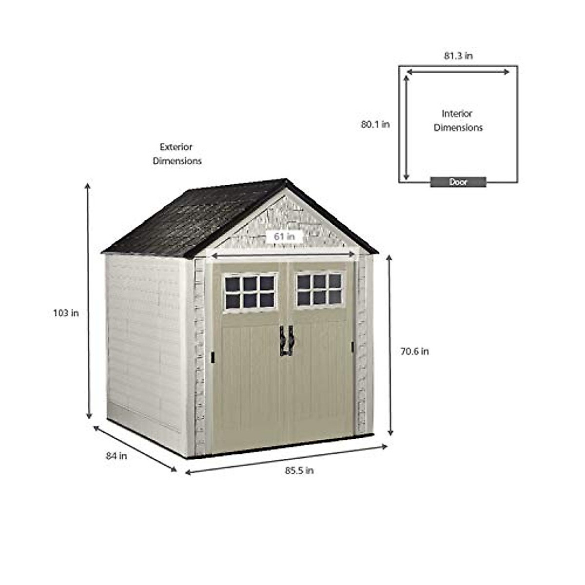 Rubbermaid 7 x 7 Feet Weather Resistant Resin Outdoor Storage Shed + 34 Inch Garden Tool & Sports Storage Rack for Sheds
