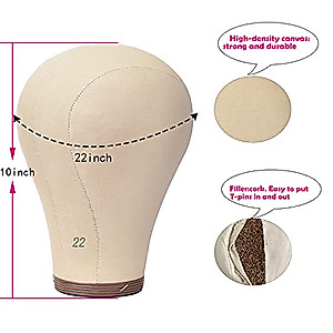 CorkHead Wig Head Mannequin Head with Stand for Wigs Making 22 inch