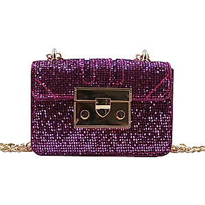 RARITYUS Sparkly Sequin Evening Bag for Women Glitter Crossbody Bag Clutch Shoulder Handbag with Chain Strap