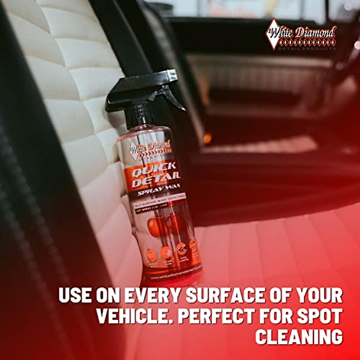 Schultz Laboratories White Diamond Cherry Scented Quick Detail Spray, 16 oz All Purpose Spray Cleaner, Safe for Interior & Exterior Use