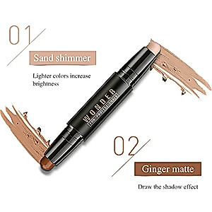 Double-headed Highlight Stick, Contour Stick, Contouring Highlight Stick, Contouring Stick, Concealer, Highlight Stick, Makeup Concealer, Mothers Day Gifts(Dark coffee)