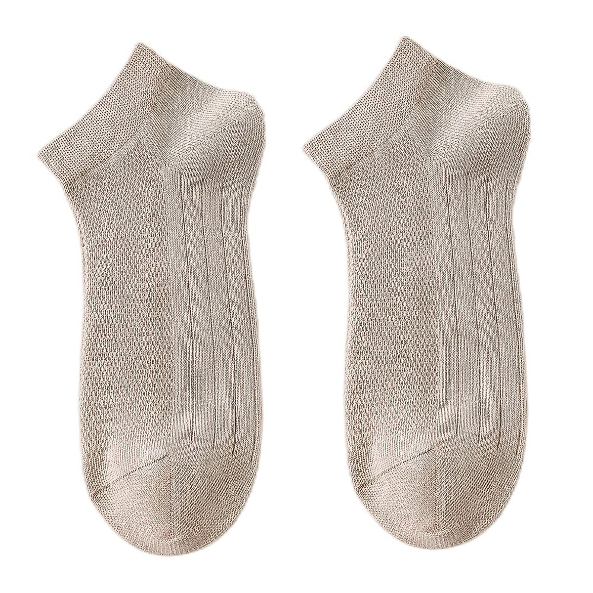 StrCloud Mens Low Cut Athletic Socks Hidden Ultra-Thin Cotton Socks, Breathable and Comfortable Mens Sports Socks 5 Pairs (Khaki)