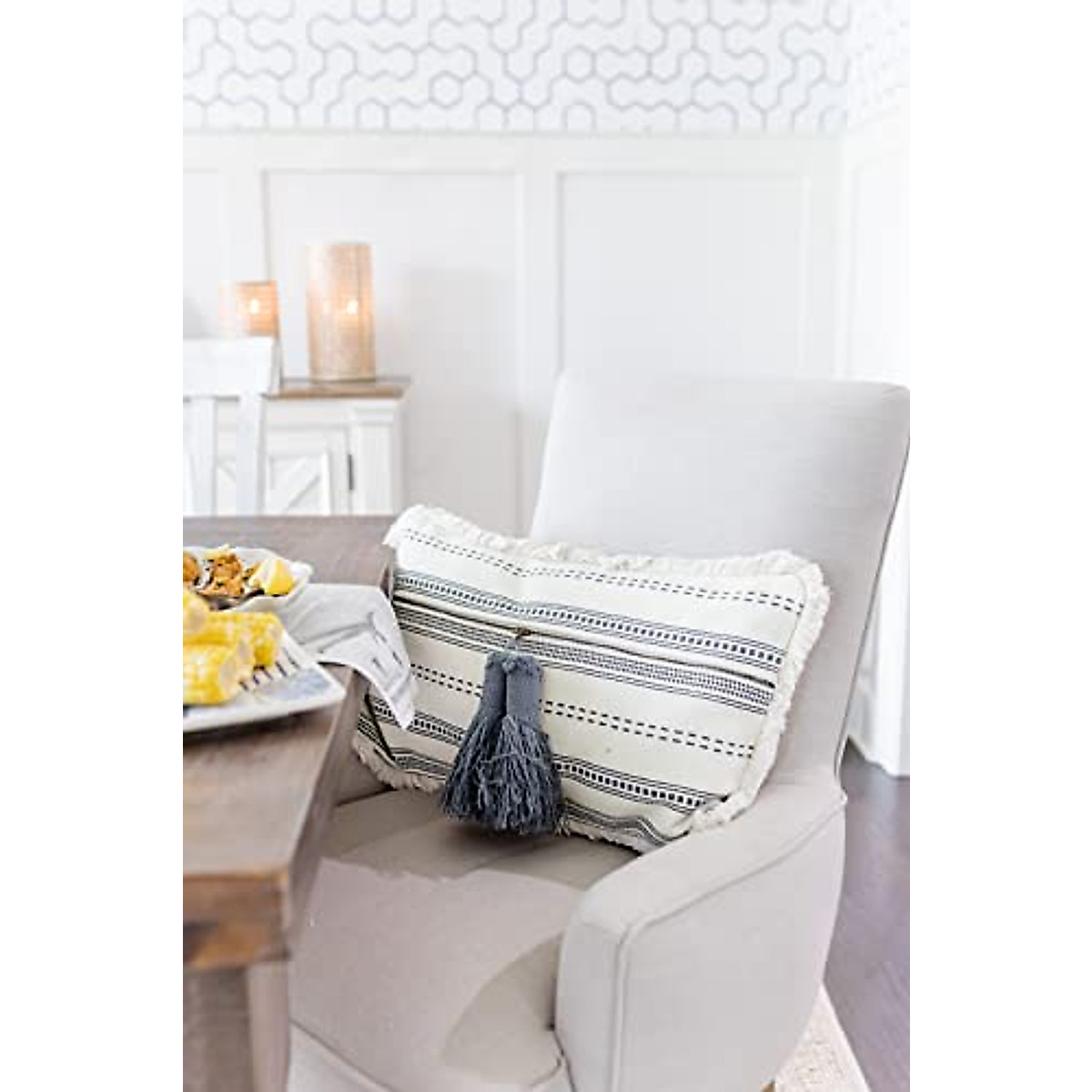 Mud Pie Tassel Fringe Pillow, Lumbar