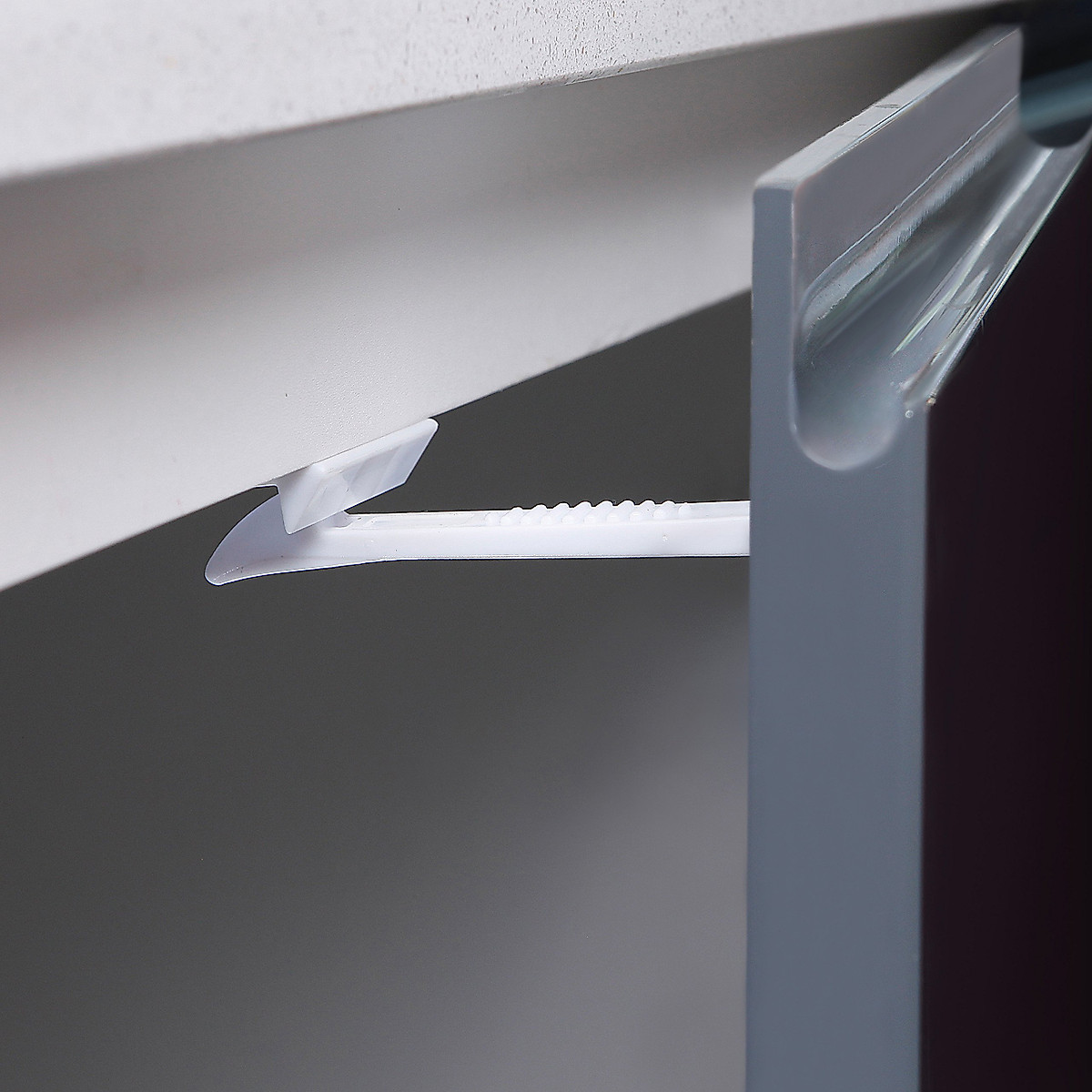 Dreambaby Adhesive Safety Latches for Drawers & Cabinets, White, 4 Count