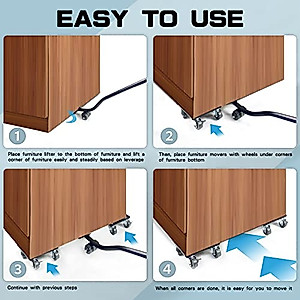 Furniture Movers Furniture Dolly Furniture Lifters for Heavy Furniture, Universal Wheels with Brakes, 2866 lbs Load Capacity, Furniture Sliders with Lifter Tool for Moving Heavy Appliance