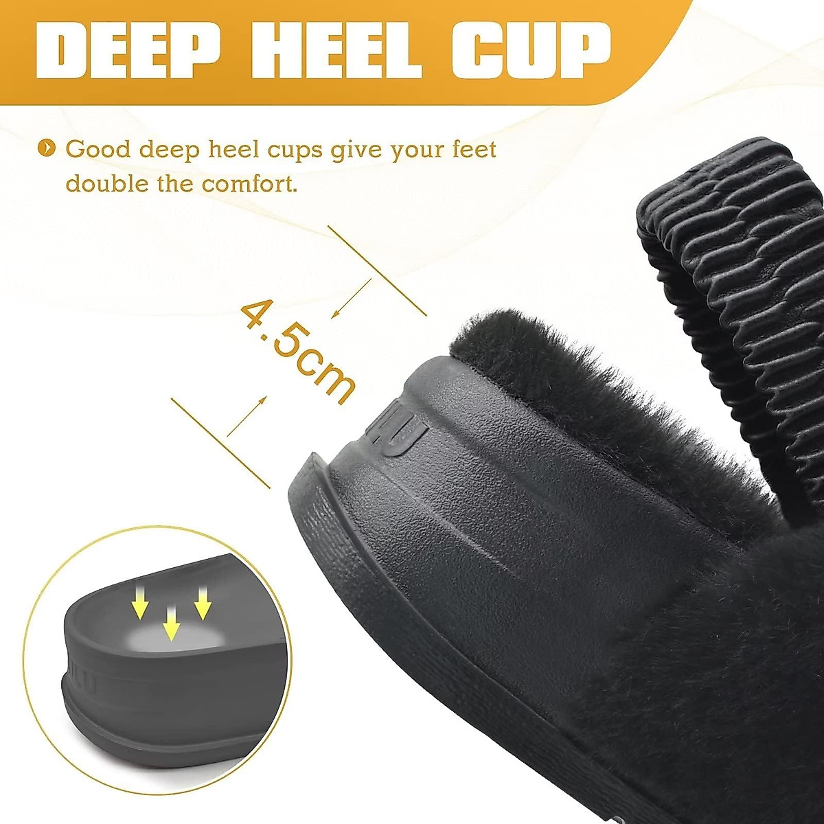 KuaiLu Womens Fuzzy Criss Cross Band Platform Slippers Back Strap Arch Support Furry Faux Fur Ladies Open Toe Slingback Slide Cozy Soft Plush Fleece Comfy House Shoes Sandals Indoor Outdoor Black 8