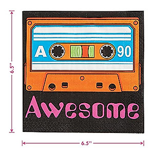 80s Party Dinner Plates and Napkins - Totally Awesome Throwback Theme (Serves 16)