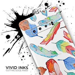 DesignSkinz Vibrant Colorful Brushed Feathers Protective Vinyl Decal Wrap Skin Cover Compatible with The Samsung Galaxy S20 (Screen Trim & Back Glass Skin)