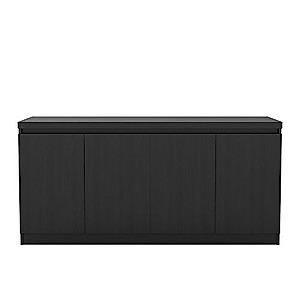Manhattan Comfort Viennese Collection 6 Shelf Gloss Finished Long Buffet Cabinet/Dining Console with 4 Doors, 62.99" Inches, Black Matte