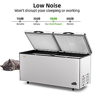 20 Cu Ft Chest Freezer - Large Commerical Deep Freezer with Removable Baskets - Top Open Door Compact Freezer w/Adjustable Temperature Quiet Energy Saving for Families Office and Garage - Silver