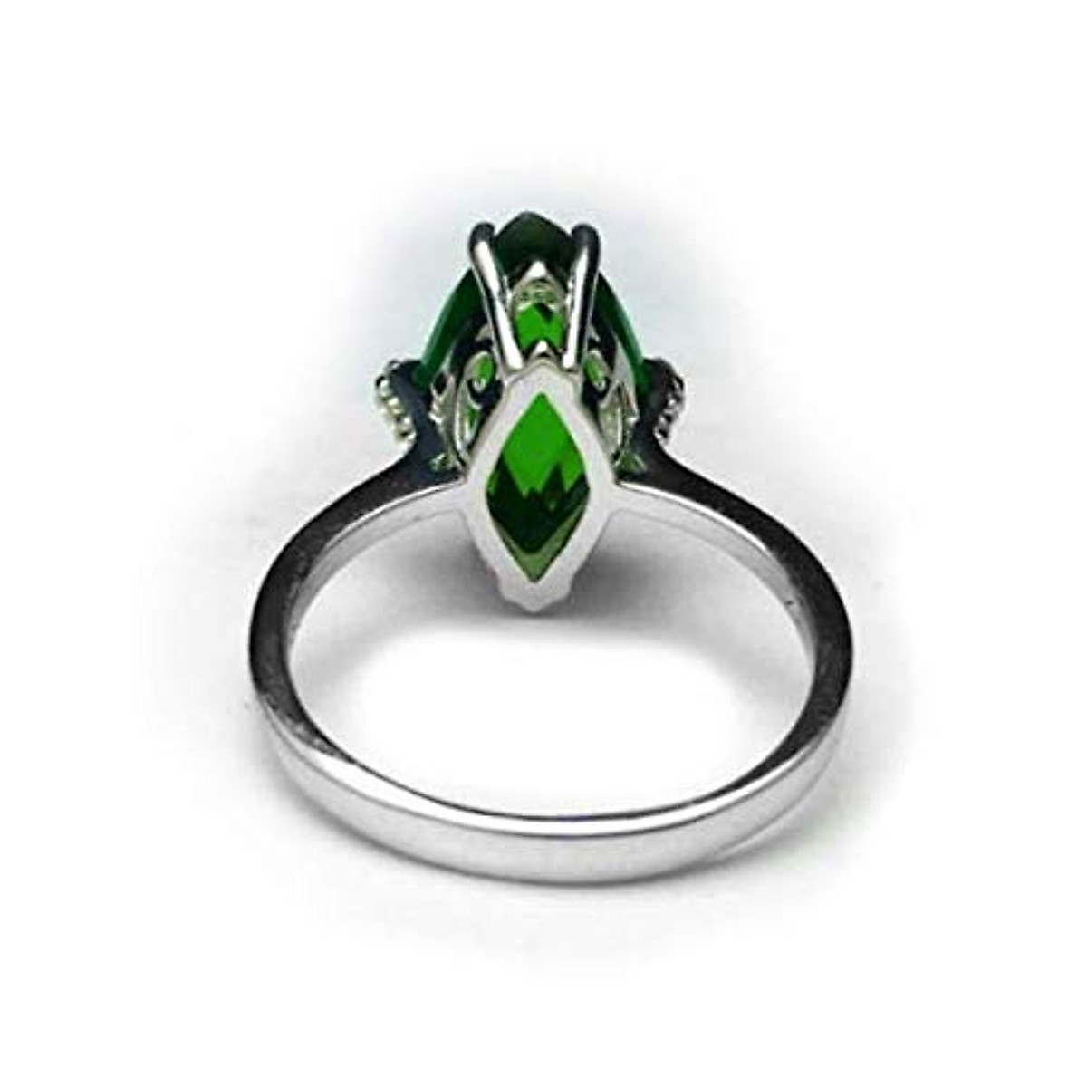 R6497 Fancy Cut Green Helenite Marquise Shape Sterling Silver Mordorn Ring (6)