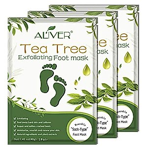 Foot Peel Mask 3 Pack, Exfoliating Foot Sock Mask, Baby Soft Foot Mask, Peel Away Calluses & Dead Skin, Repair Rough Heels in 1-2 Weeks, Build Silky and Soft Feet for Men & Women, Tee Tree Essence
