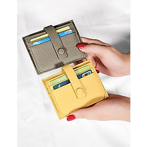 Small Wallets for Women Leather Credit Card Holder Pocket Purse (Khaki)