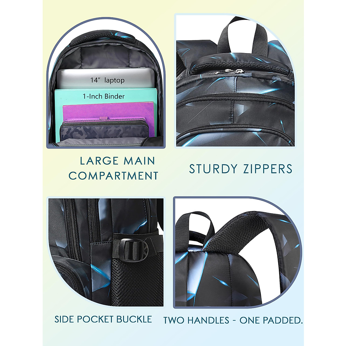 BLUEFAIRY Boys Backpack Elementary Kids School Bags Middle School Primary School Bookbags Lightweight Sturdy Durable Gift with Plenty of Pockets Age 5-9（Black&Blue