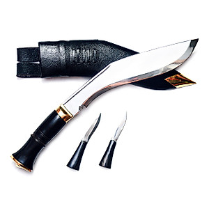 Genuine 10 Inch Service Issue Kukri /Khukuri Knife, Hand forged 10 Inch Blade, Kukri Knife/ twin Blades, Single Fuller, Sharp knife, World War II kukri, Black Leather Sheath, Horn handle, Handmade Khukri