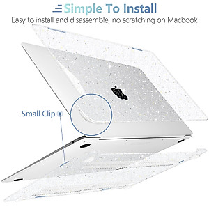 MEEgoodo Case for Macbook Air 13 inch 2021 2020 2019 2018 Released A2337 M1 A2179 A1932 with Touch ID, Thin Soft PC Hard Shell with Keyboard Cover Compatible with MacBook Air Case 13.3, Stars White