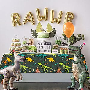 3Pieces Dinosaur Plastic Party Tablecloth,Dinosaur Birthday Table Cover Decorations Disposable Dino Table Cloths Dinosaur Table Cover for Kids Boy Birthday Party Supplies, 54 x 108 Inch (Green)