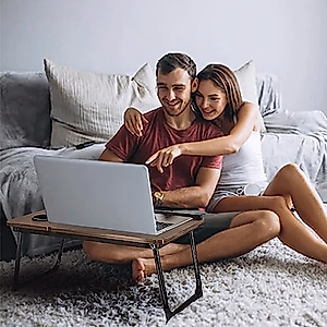 Laptop Desk for Bed, Bed Table for Laptop, Laptop Stand for Desk, Folding Laptop Lap Desk with 5 Adjustable Angles, Bed Tray with Cup Holder, TV Tray Table for Eating Reading Working on Bed Couch Sofa