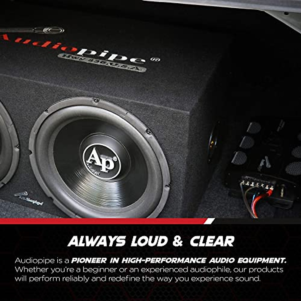 Audiopipe APSB-1299PP Dual 12 Inch Car Audio Subwoofer Speakers and Sealed Enclosure, 2 Channel 500 Watt Amplifier, and Wire Installation Kit