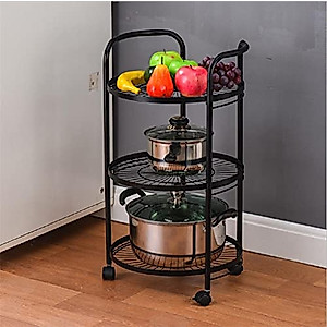 BHVXW 3 Layer Movable Kitchen Storage Rack Carbon Steel Bathroom Shelf with Wheels Space Saving Trolley Tools (Color : D, Size : 1pcs)