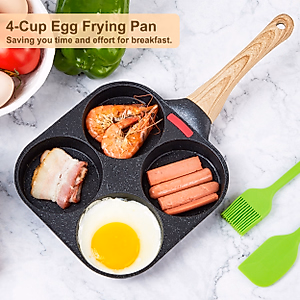 MyLifeUNIT Egg Frying Pan, 4-Cup Egg Pan Nonstick, Fried Egg Pan Skillet for Breakfast, Pancake, Hamburger, Sandwiches, Suitable for Gas Stove & Induction Cookware
