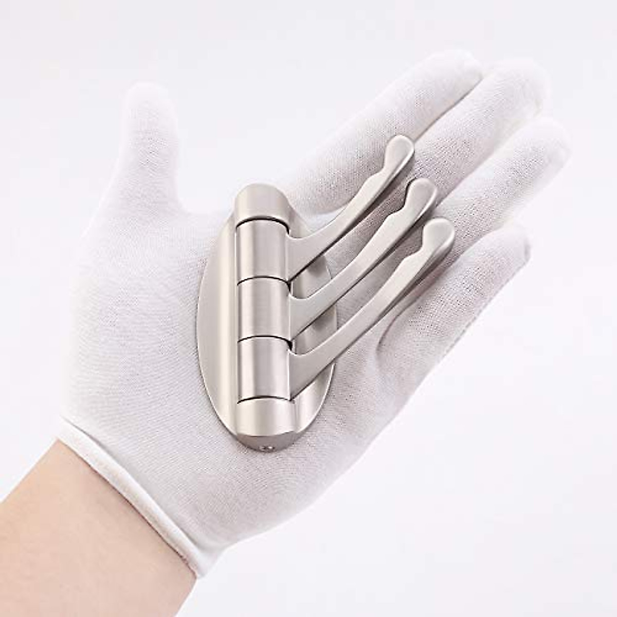 KES Solid Metal Swivel Hook Heavy Duty Folding Swing Arm Triple Coat Hook with Multi Three Foldable Arms Towel/Clothes Hanger for Bathroom Kitchen Garage Wall Mounted Brushed Nickel, A5060-2