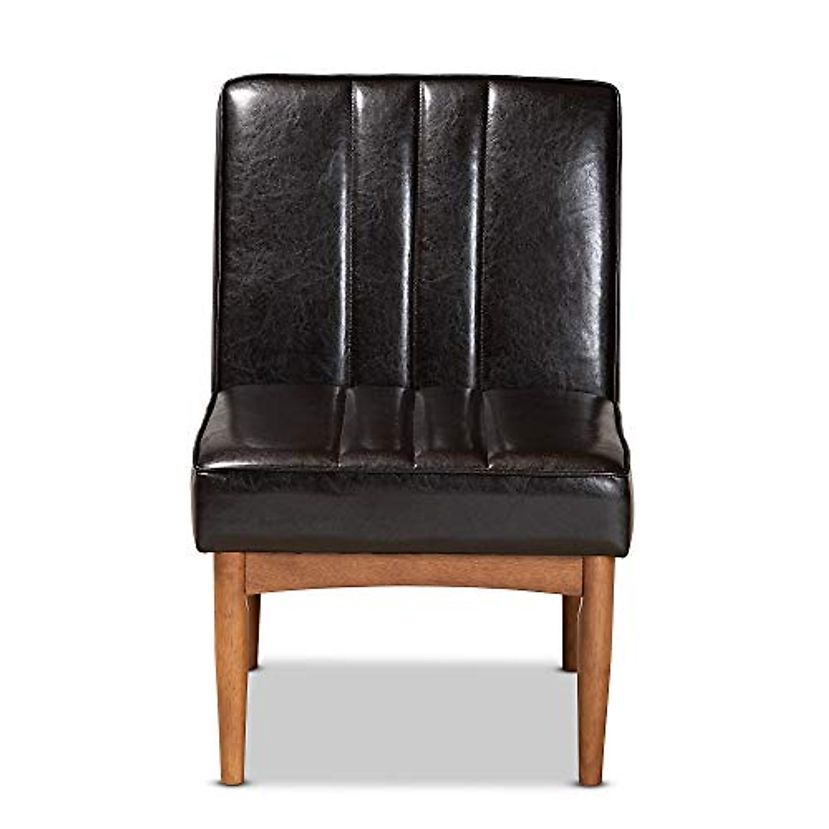 Baxton Studio Daymond Mid-Century Modern Dark Brown Faux Leather Upholstered and Walnut Brown Finished Wood Dining Chair