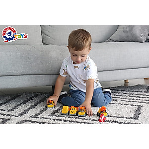 TECHNOK Assorted Construction Truck Toys - Kids Construction Toys Playset - Dump Truck, Tractor Toy, Crane Truck, Cement Truck - Car Toys for Boys - 5 Pack Toy Vehicles - Truck Toys for Kids Toddlers