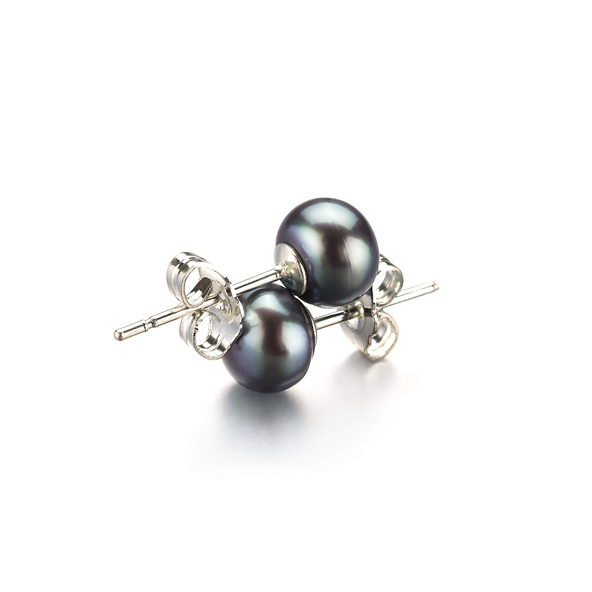 PearlsOnly Black 6.0-7.0mm AA Cultured Freshwater Pearl Earring Set-Sterling-Silver-Posts
