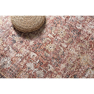 Valenrug Washable Rug 5x7 - Ultra-Thin Antique Collection Area Rug, Stain Resistant Rugs for Living Room Bedroom, Distressed Vintage Rug(Orange, 5'x7')