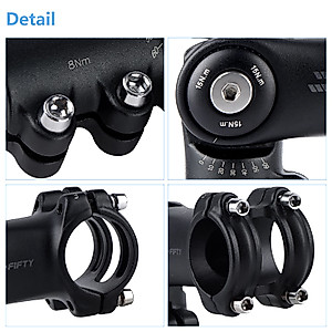 FIFTY-FIFTY Adjustable Bike Stem, 0-60 Degree Mountain Bike Stem, Riser Stem for 1-1/8 Steer Tube 31.8mm Handlebar, Alloy Stem for Most Bicycle, Road Bike, MTB, E-Bike with 2 Hex Keys (Black, 110mm)