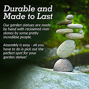 Happy Gardens Zen Stacked Rocks Sculpture | Cairn Statue Balancing Rock Stone Decor for Japanese Garden