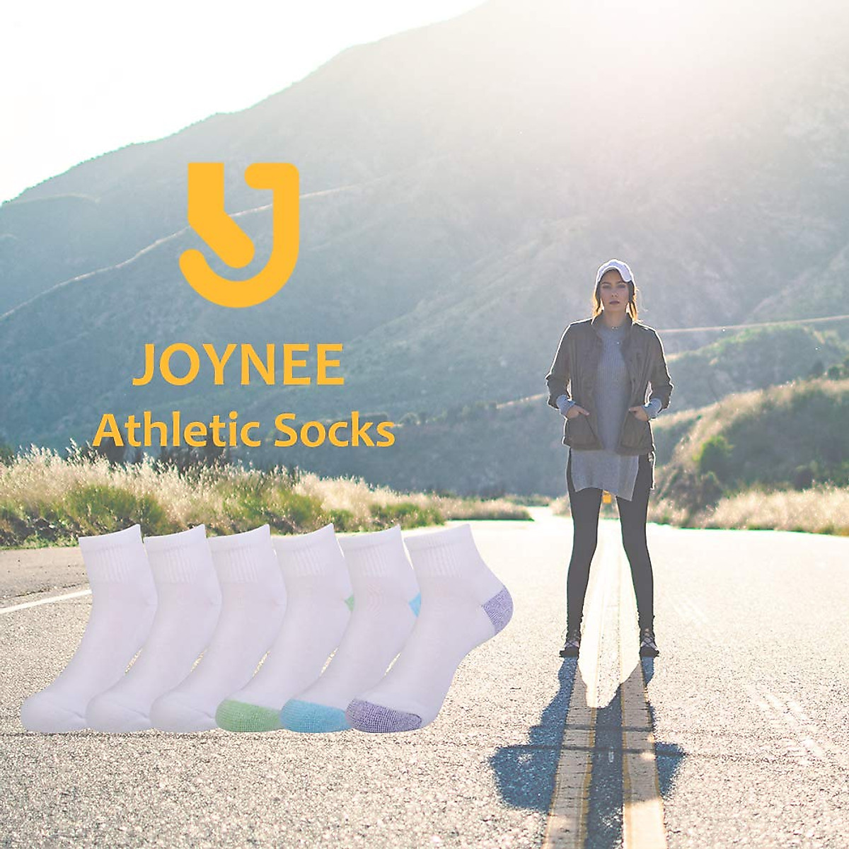 JOYNÉE Ankle Socks Women Low Cut Athletic Running with Cushion for Sports and Casual Use 6-Pairs Pack