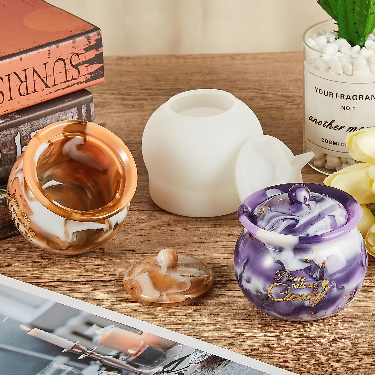 ISSEVE Silicone Jars Molds with Lids for Epoxy Resin Casting, Candy Jewelry Storage Boxes, Home Decoration, DIY Crafts