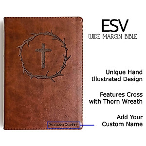 Hand Lettered and Laser Engraved ESV Wide Margin Bible, Personalized Gift, Custom Name Engraving Available