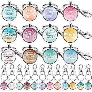 Roowest 36 Pcs Inspirational Thank You Keychains Gifts Motivational Quotes Key Chain for Employee Coworker Women Students Friendship Gifts