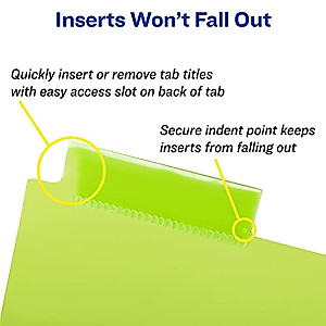 Avery Dividers for 3 Ring Binders, 8-Tab Binder Dividers, Plastic Binder Dividers, Insertable Big Tabs, Multicolor, 24 Sets (11901)