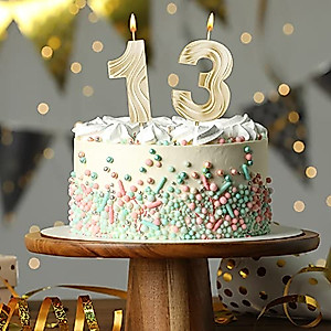 2.8inch Birthday Number Candle, 3D Candle Cake Topper Cake Numeral Candles Number Candles for Birthday, Wedding, Anniversary Parties, Celebration (Gold, 2)
