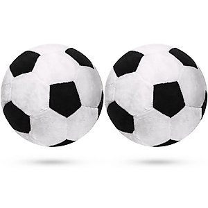 Chalyna 2 Pieces Plush Soccer Balls Soccer Ball Stuffed Pillow Black and White Soft Throw Pillows for Girls and Boys Soccer Ball Themed Room Decor Sport Themed Party Decoration, 7.5 Inch