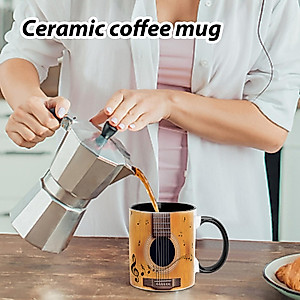 1/3 Ceramic Coffee Mug - Novelty Music Note Cups, Funny Music Note Coffee Mug | Guitars Piano Violin Musician Coffee Cup, Musical Notes Design Guitar Coffee Cup for Musical Teacher Music Lover