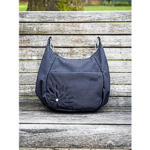 HAIKU Amble Hobo Bag with Removable Shoulder Strap and Adjustable Crossbody Strap, Black in Bloom